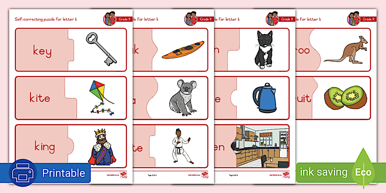 Grade R Phonics: Self-correcting Puzzles Letter k