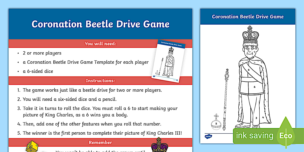 Coronation Beetle Drive Game (Teacher-Made) - Twinkl