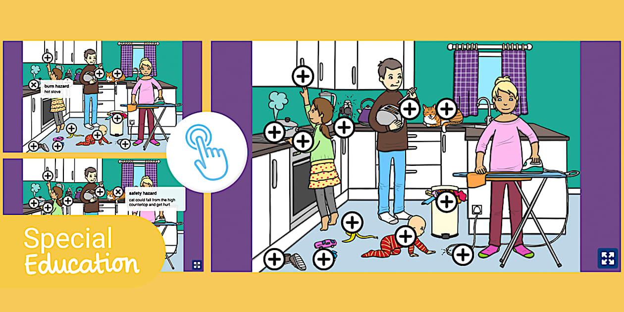 Dangers in the Kitchen Interactive Click and Learn Picture