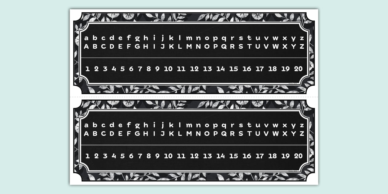 Chalkboard-Themed Number and Alphabet Strips - Twinkl