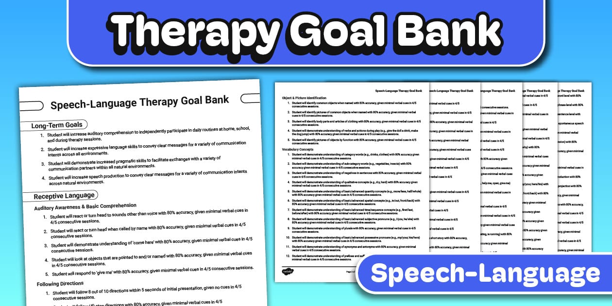 Speech-Language Therapy Goal Bank for SLP