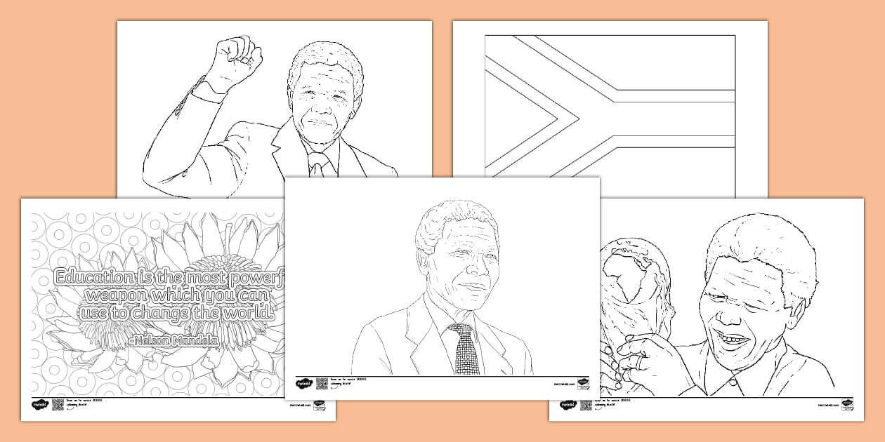 Nelson Mandela Colouring Sheets (teacher made) - Twinkl