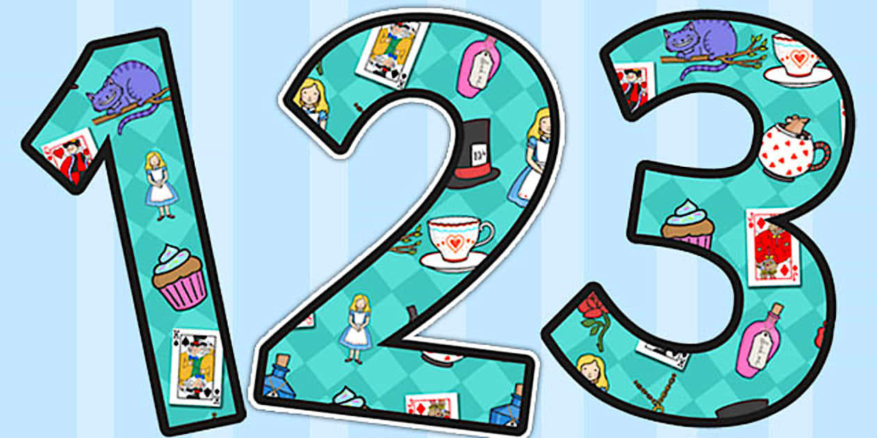 Alice in Wonderland Display Numbers (teacher made) - Twinkl