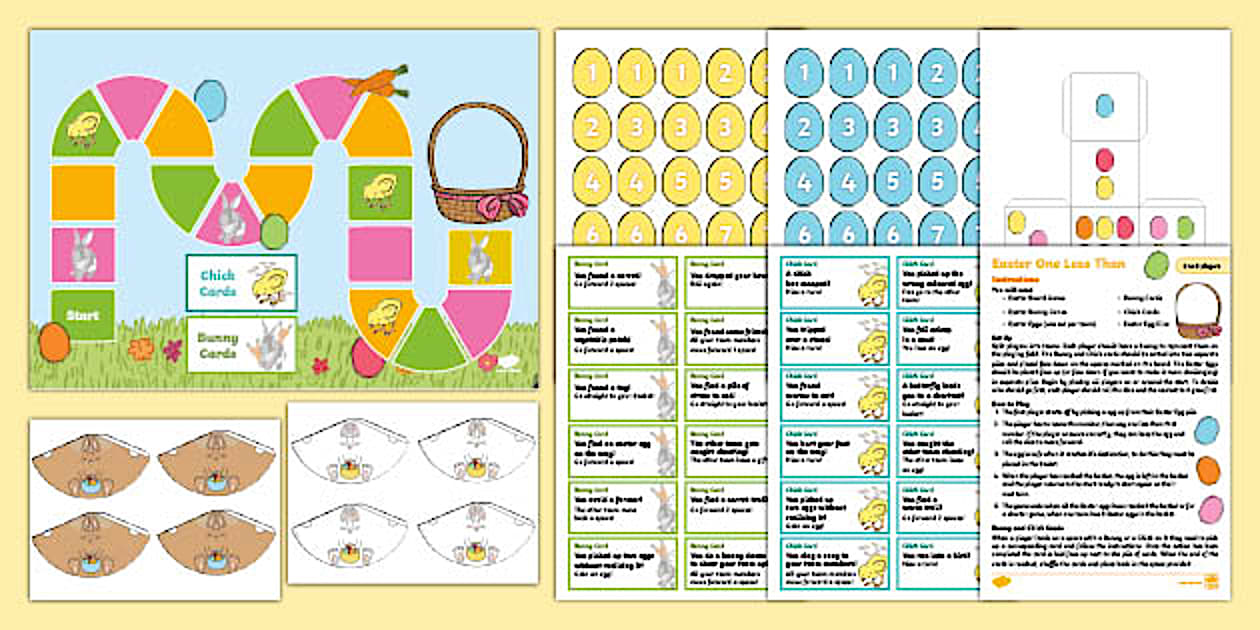 One Less Than Easter Bunny Hop Board Game (teacher made)