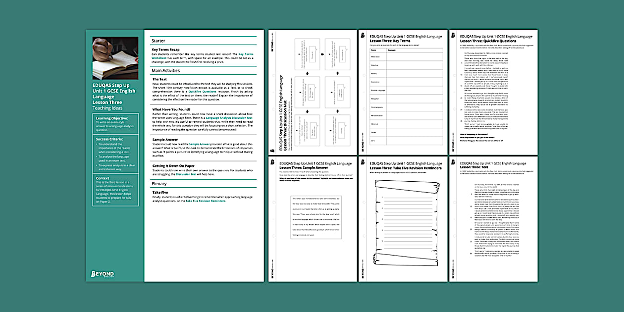 Eduqas GCSE English Language Intervention Lesson 3 - Twinkl