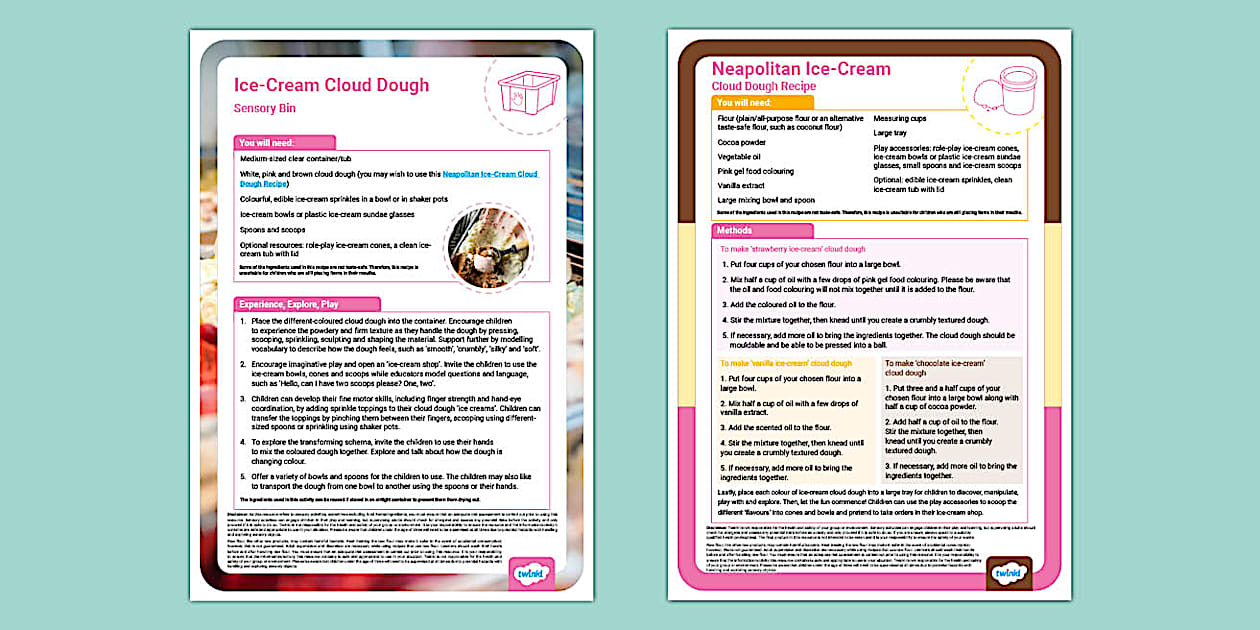 Ice-Cream Sensory Bin | Twinkl | Cloud Dough (teacher made)