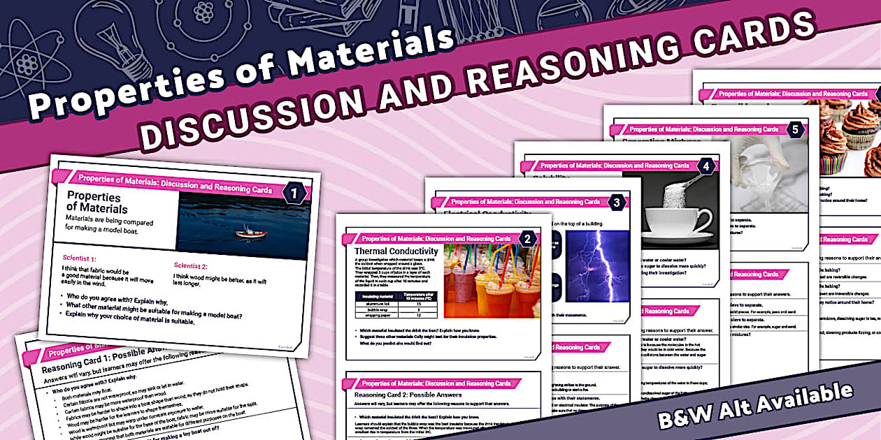 Properties of Materials: Discussion and Reasoning Cards