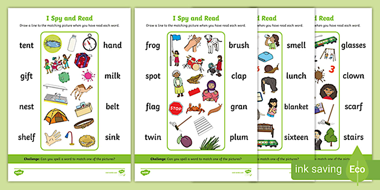 Black and White I Spy and Read: Phase 4 Phonics Activity