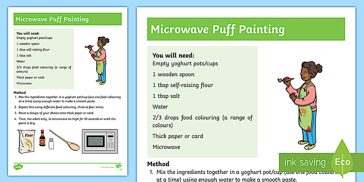 TAS Microwave Puff Painting Activity (teacher made) - Twinkl