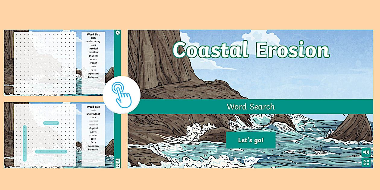 Coastal Erosion Interactive Word Search (teacher made)