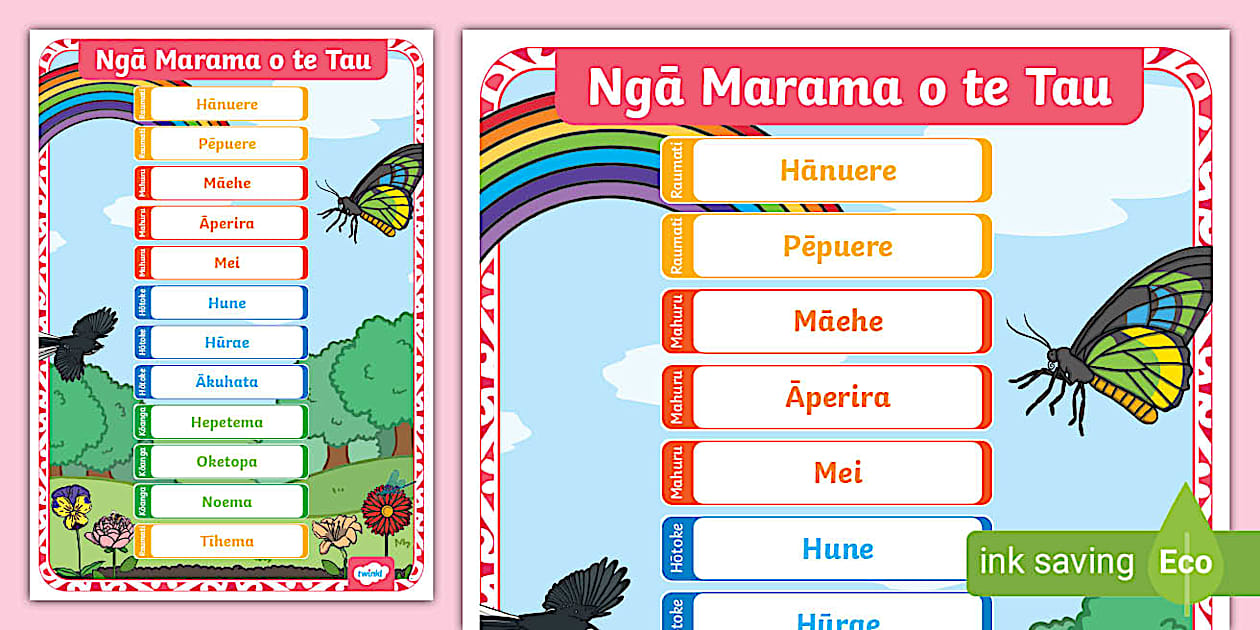 Ngā Marama o te Tau me ngā Marama o te Maramataka - Twinkl