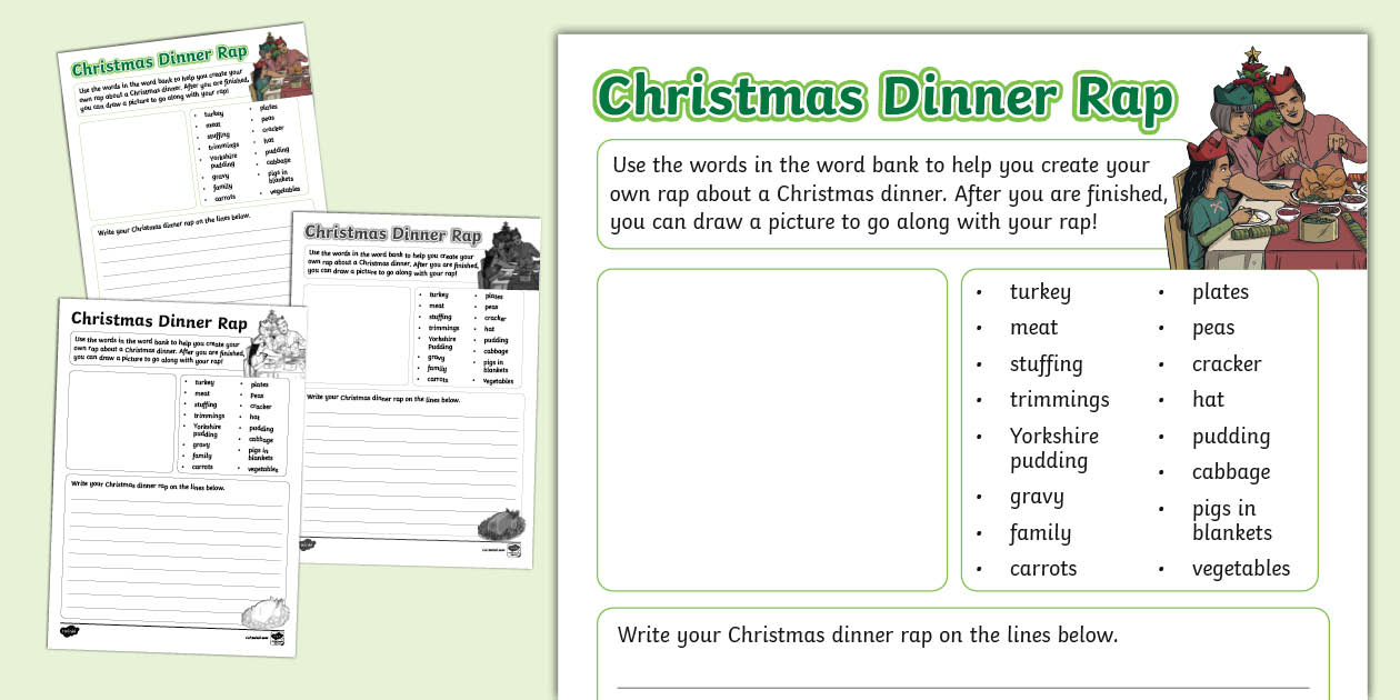 Christmas Dinner Rap Writing Template (teacher made)