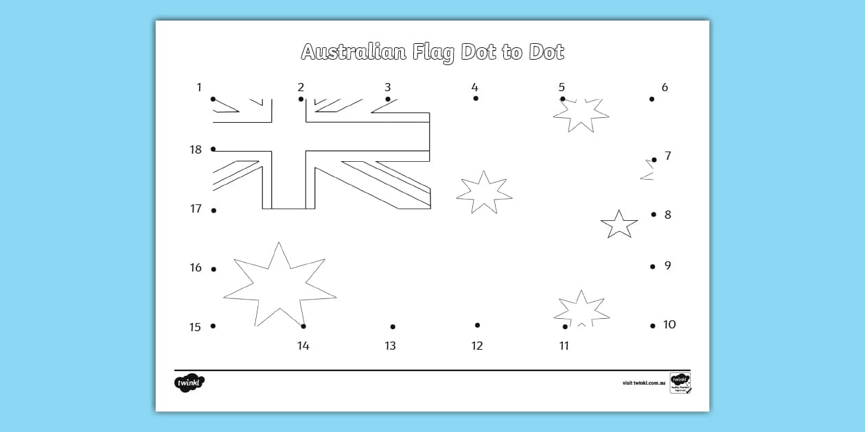 Australian Flag Dot to Dot Worksheet (l'insegnante ha fatto)
