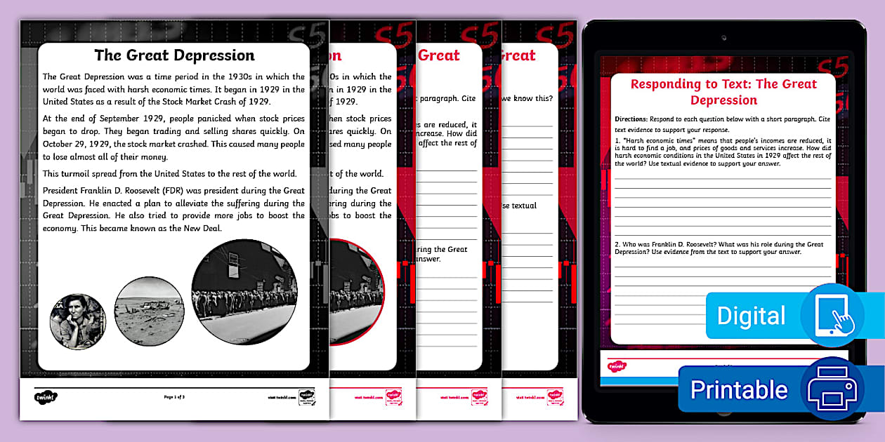 Reading/Writing Responding to Text: The Great Depression
