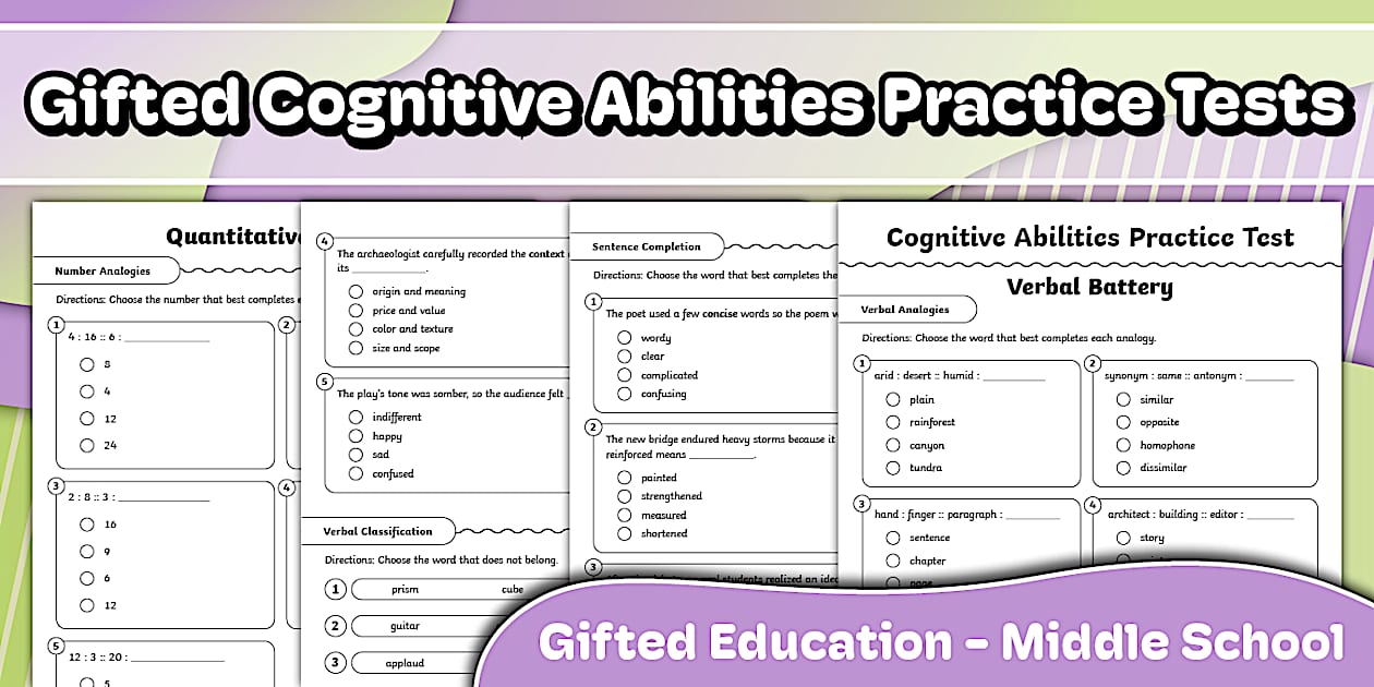 Gifted Cognitive Abilities Practice Tests | Middle School