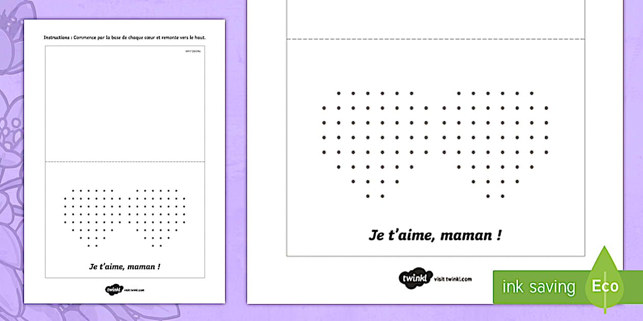 Carte coeur au point de croix - La fête des mères - Broderie