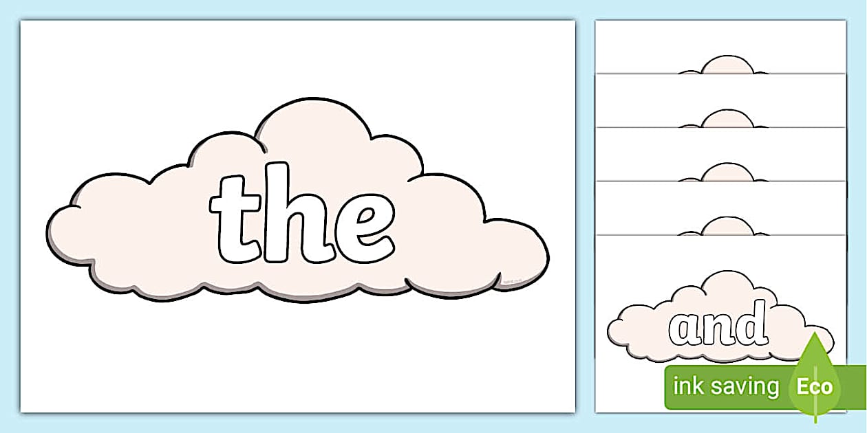 100 High Frequency Words on Clouds Cut-Outs (teacher made)