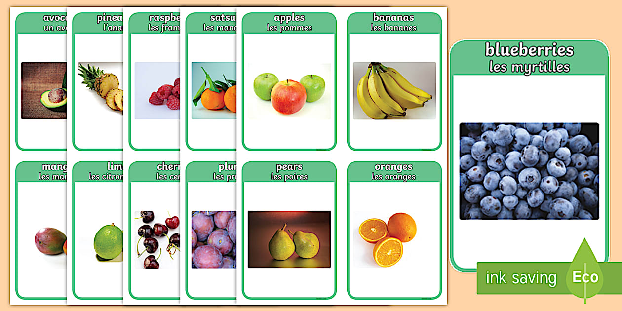 Fruit Flashcards English/French - Fruit Flashcards