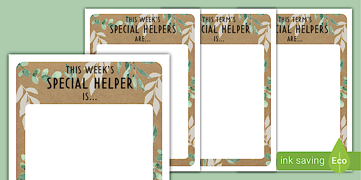 👉 Botanical Themed Classroom Monitor Special Helper Display Signs