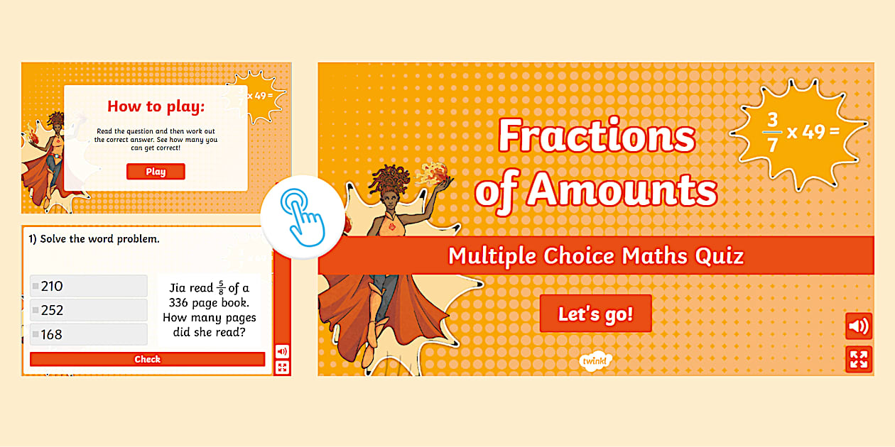 👉 Fractions of Amounts Game - Multiple Choice Quiz - Revision