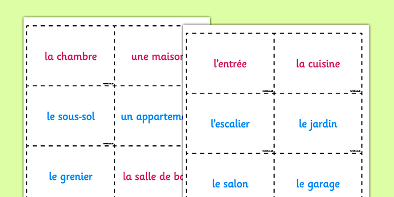 Black and White Home Vocabulary Flashcards French - Twinkl