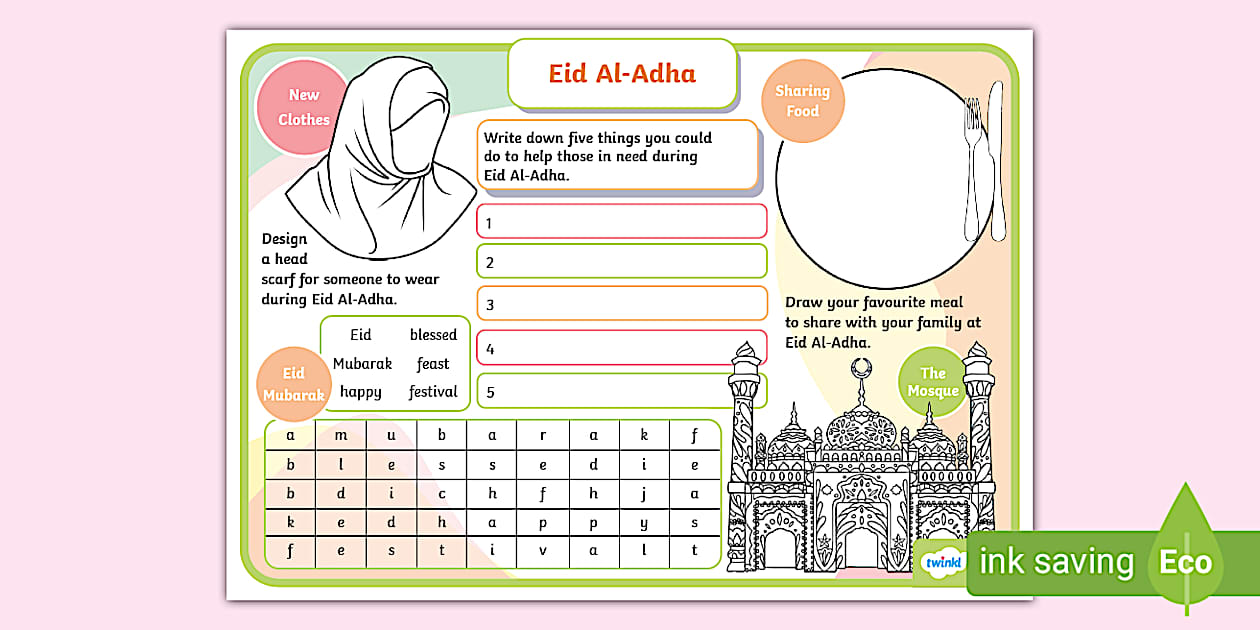KS1 Eid Al-Adha Activity Mat (teacher made) - Twinkl