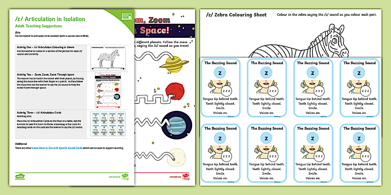 /z/ articulation positioning pack (teacher made) - Twinkl