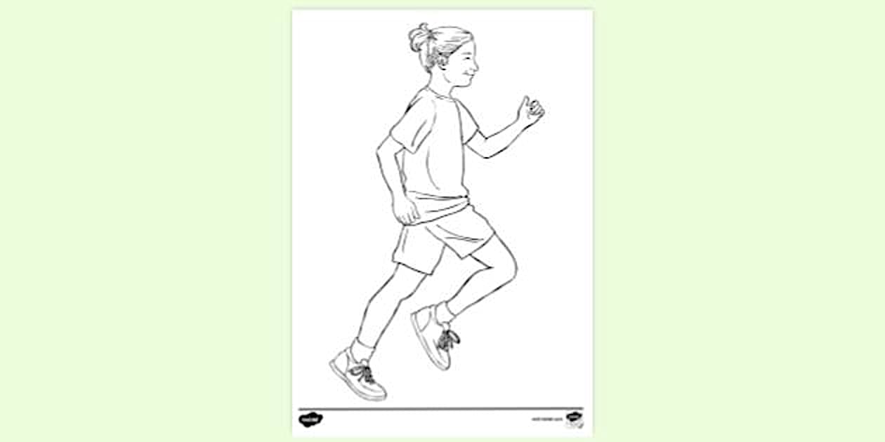 Run Girl PE Kit Colouring Sheet | Colouring Sheets - Twinkl