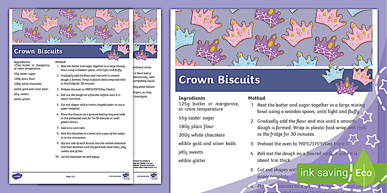 Crown Shaped Biscuits | Twinkl Recipe for KS1 Students