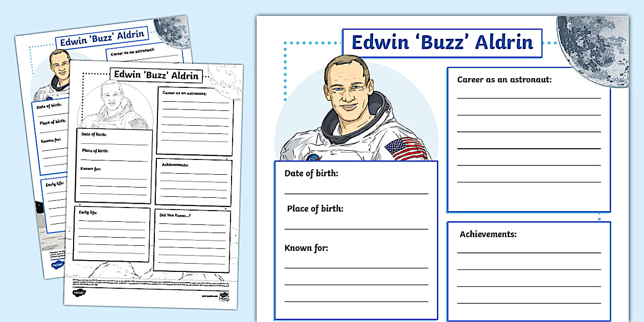 Edwin 'Buzz' Aldrin Fact File Template (Teacher-Made)