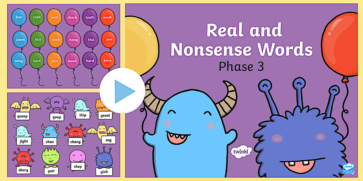 Phase 3 Phonics Real and Nonsense Words Popping PowerPoint