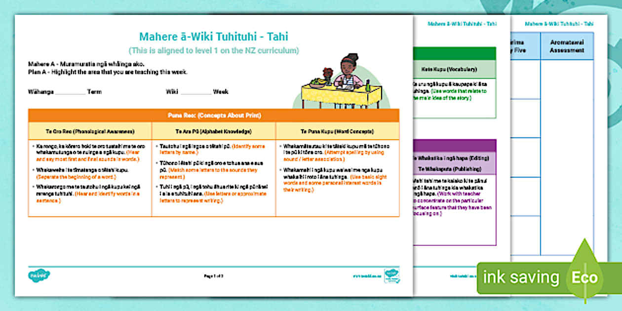 Mahere Tuhituhi Tau tuatahi - Te reo Māori/English - Twinkl
