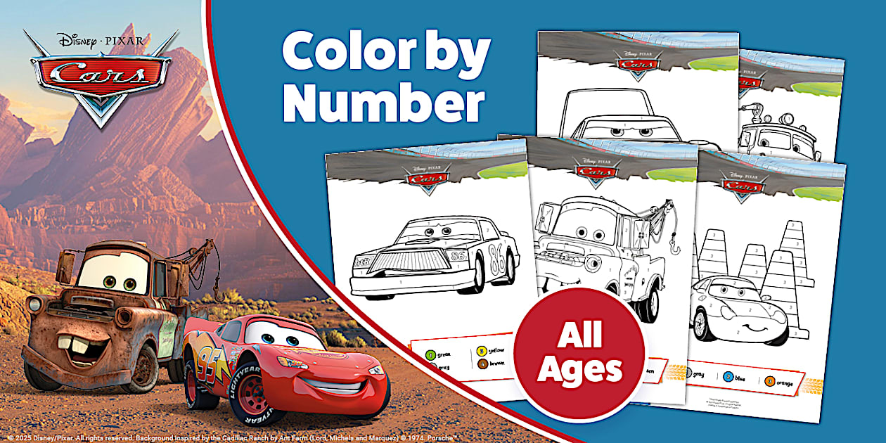 Cars: Color by Number Worksheets