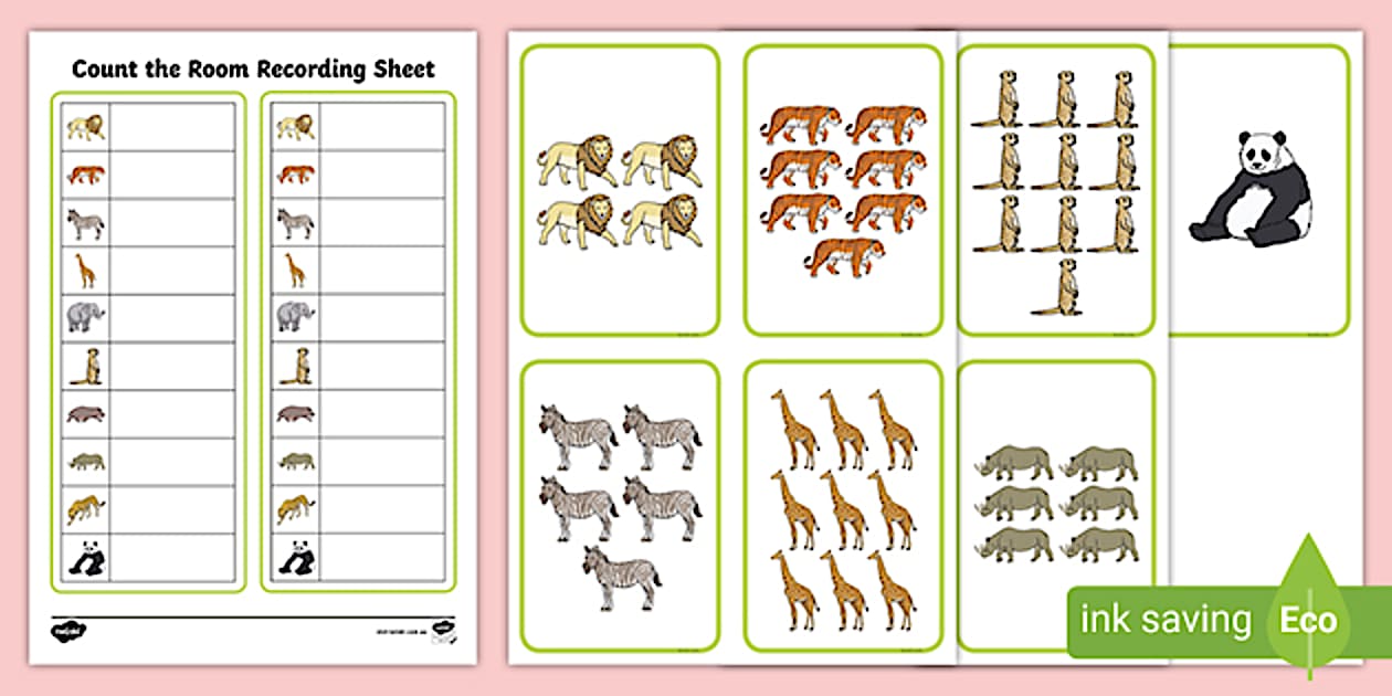 Count the Room 1-10: Zoo Animals Activity Pack - Twinkl