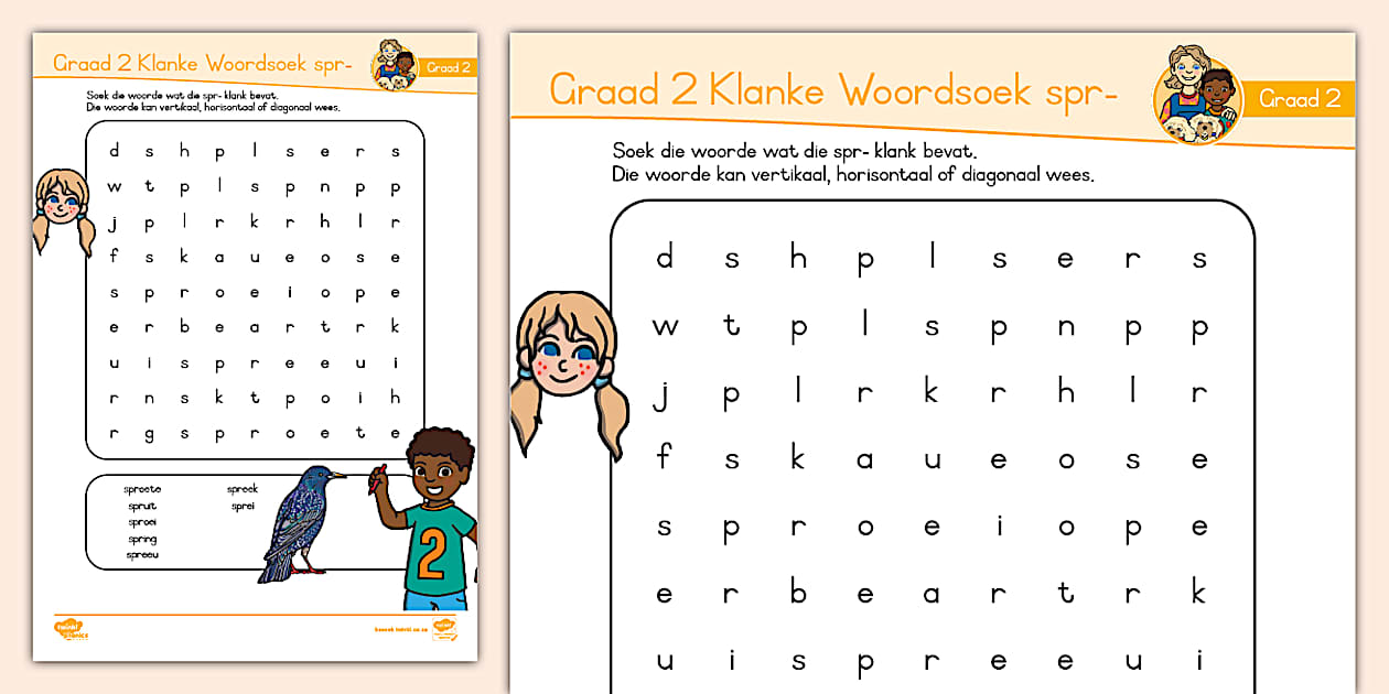 Graad 2 Klanke Woordsoek spr- (teacher made) - Twinkl