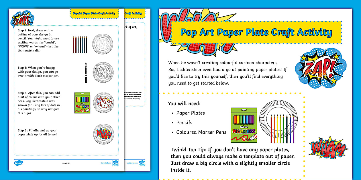 Brilliant Pop Art Paper Plate Craft Activity | Twinkl | KS1