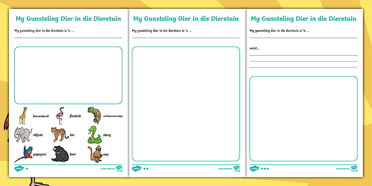 My Gunsteling Dier in die Dieretuin: Aktiwiteitbladsye
