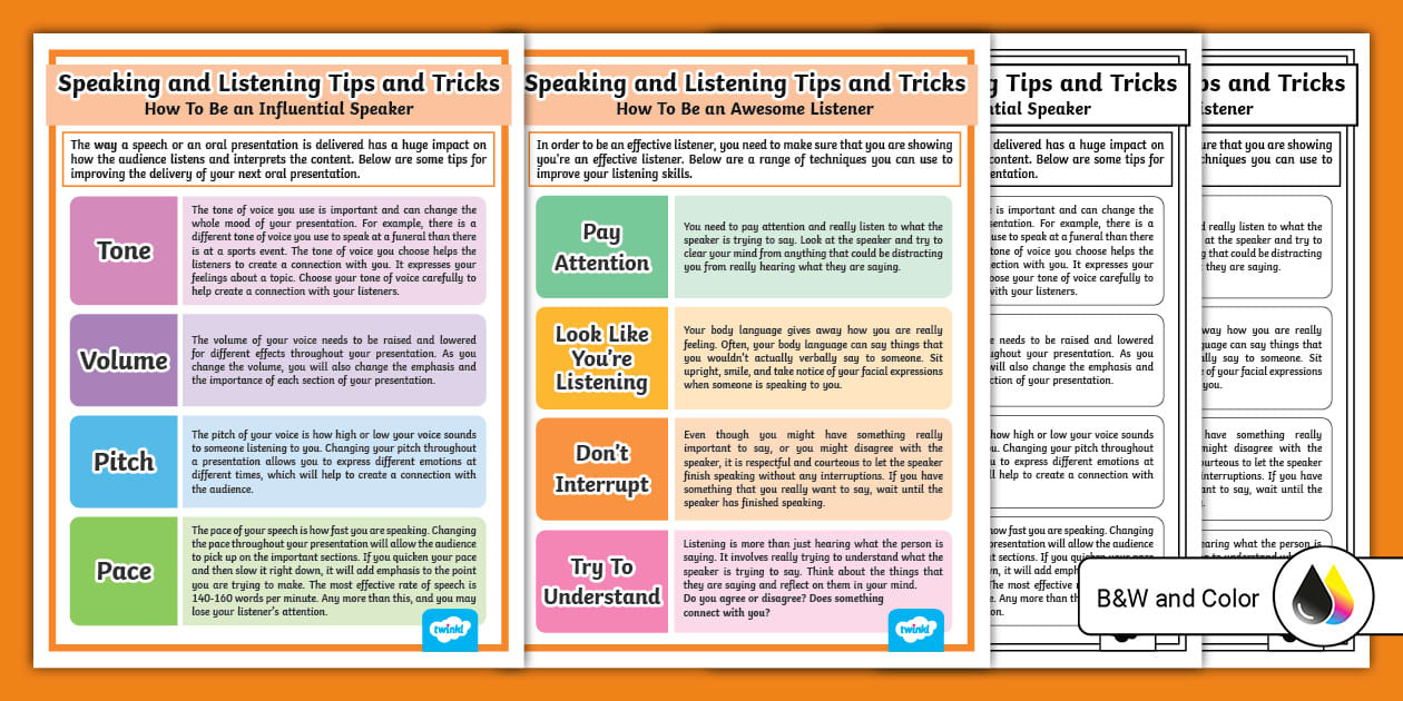 Seventh Grade Speaking and Listening Tips Poster - Twinkl