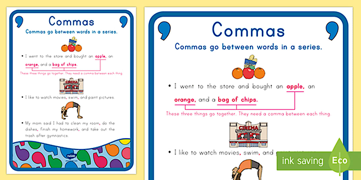 First Grade Commas in a Series Poster (teacher made)