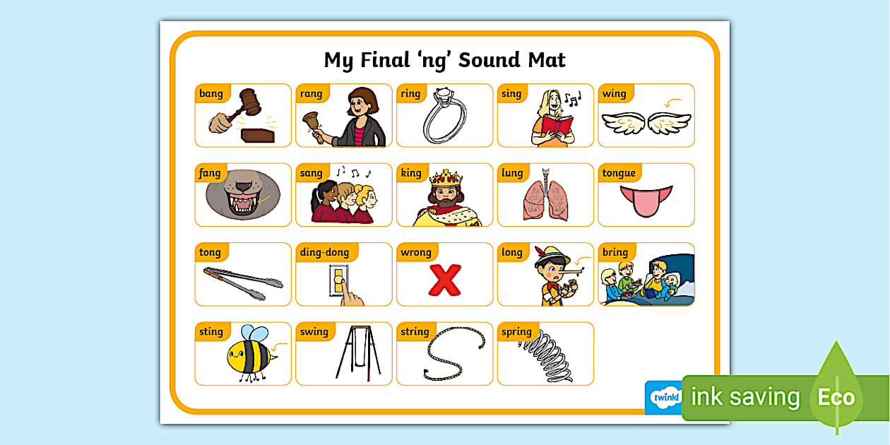 Editable Final 'ng' Sound Word Mats (l'enseignant a fait)