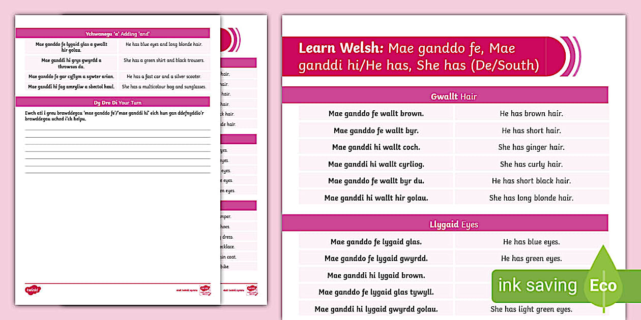 Learn Welsh: Mae Ganddo Fe... Mae Ganddi Hi / He Has... She Has... (De