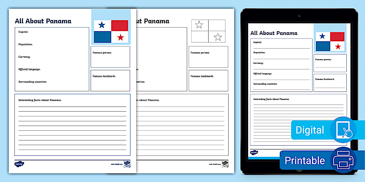 All About Panama Research Activity Worksheet - Twinkl