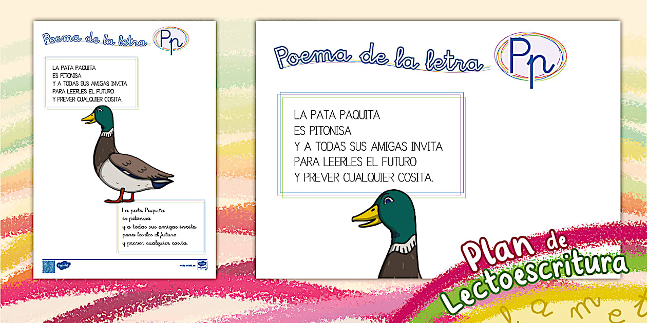 Plan de lectoescritura: La letra P - Poema (teacher made)