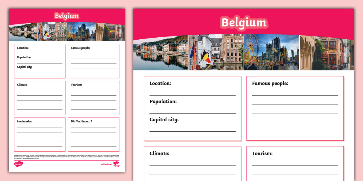 Belgium Fact File Template (Teacher-Made) - Twinkl