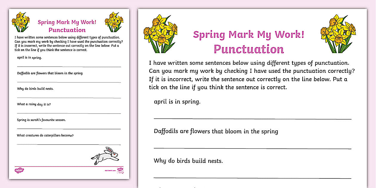 Spring Mark My Work! Punctuation - KS1 (Teacher-Made)