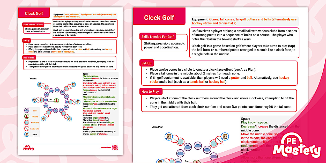 Clock Golf Activity for PE Mastery (teacher made) - Twinkl