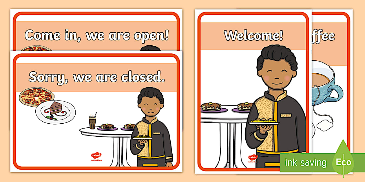 Restaurant Role-Play Signs (teacher made) - Twinkl