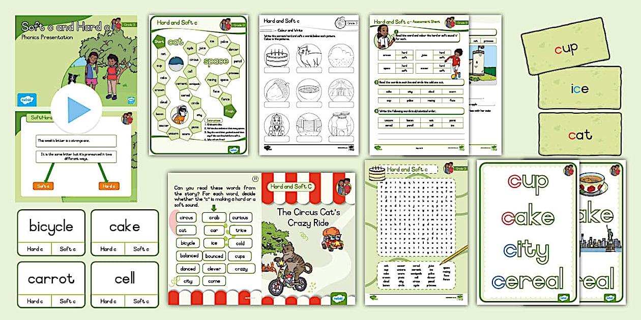 Grade 3 Phonics: Hard and Soft c Resource Pack - Twinkl
