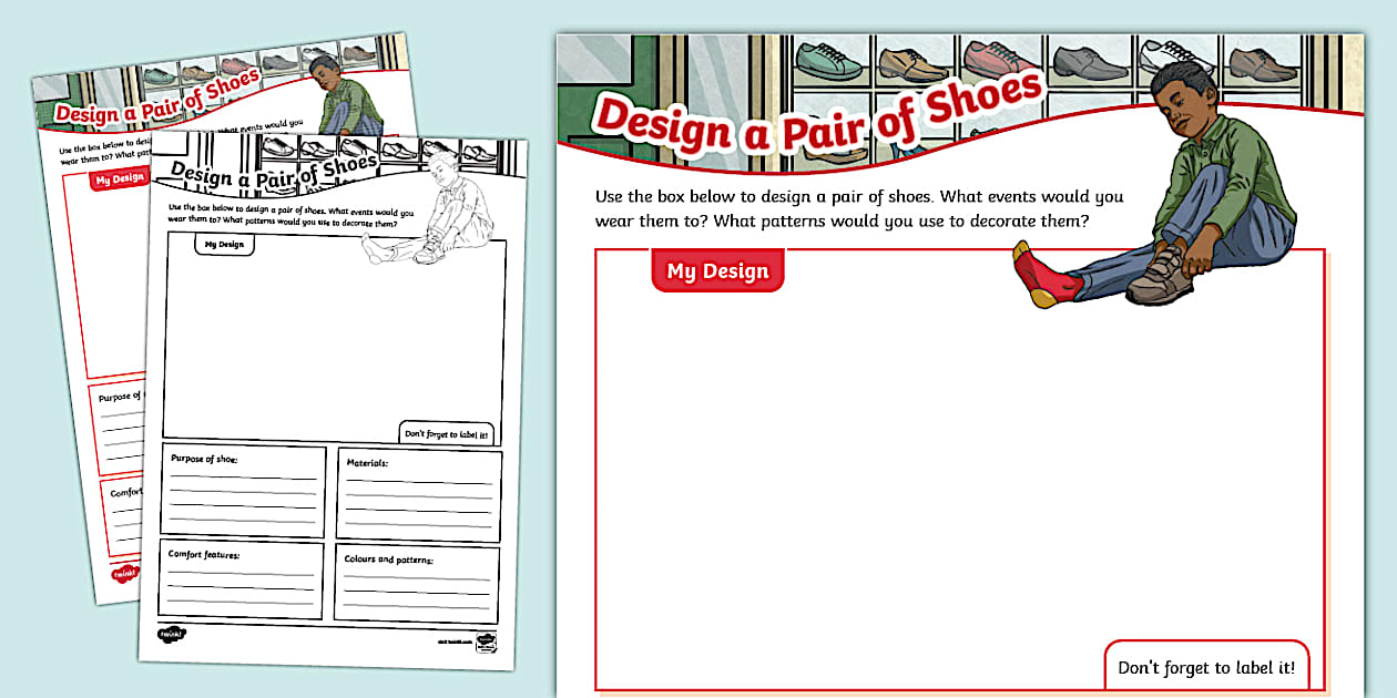 Design a Pair of Shoes Worksheet (teacher made) - Twinkl