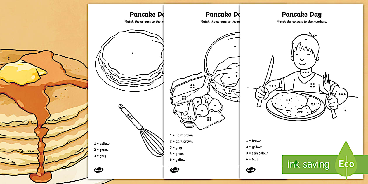 Pancake Day Color by Numbers Dots (Teacher-Made) - Twinkl